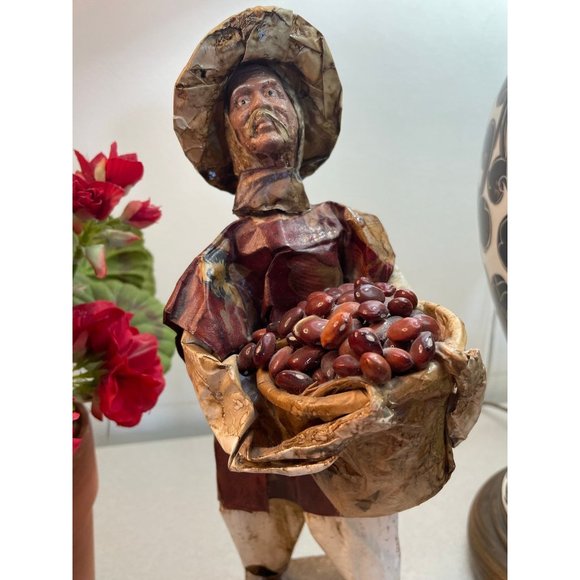 Unmarked | Accents | Mexican Folk Art Paper Mache Man Carrying Beans ...
